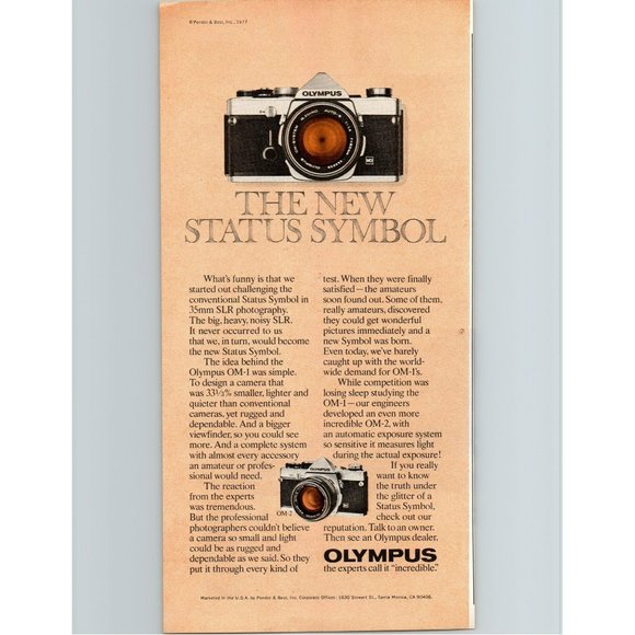 Olympus | Art | 977 Olympus Om1 Slr 35mm Film Camera Vintage Print Ad ...